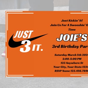 Nike Inspired Invitation Template - Etsy