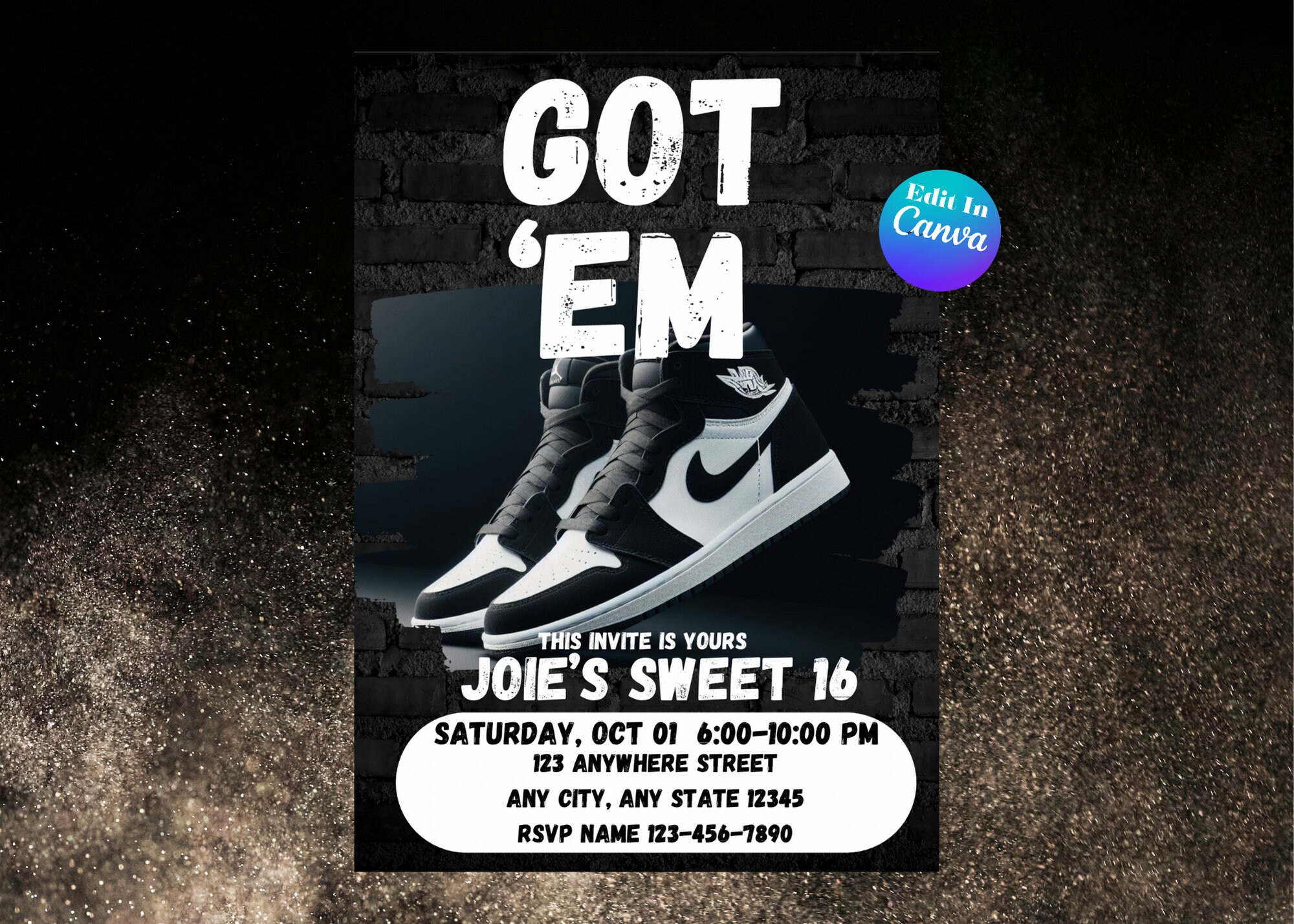Editable Sneaker Birthday Invitation - Etsy