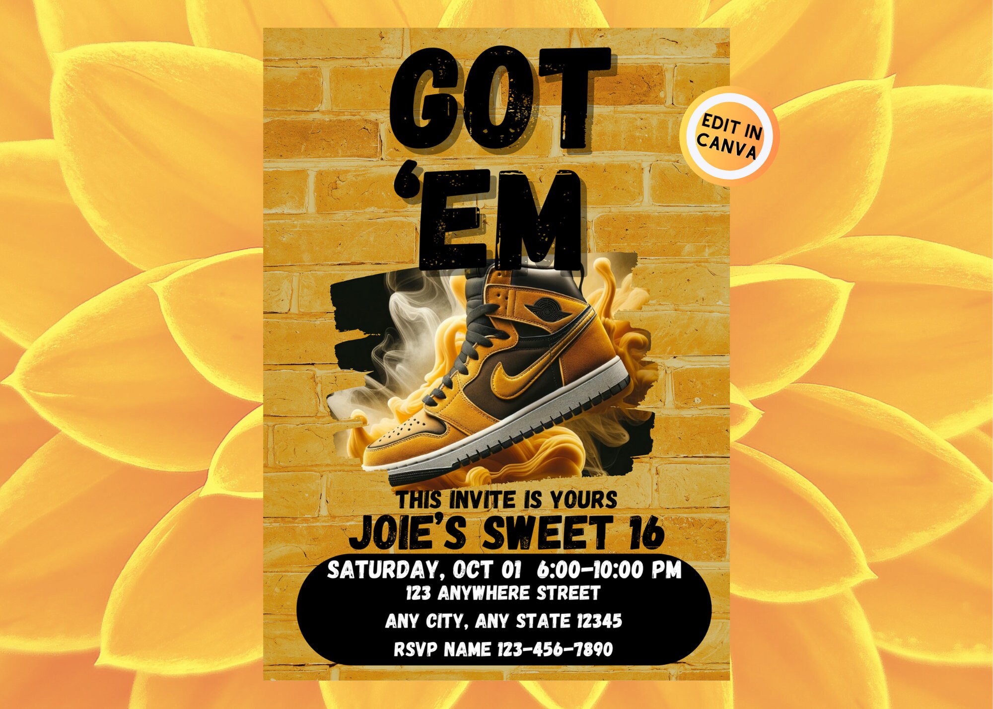 Editable Sneaker Birthday Invitation - Etsy
