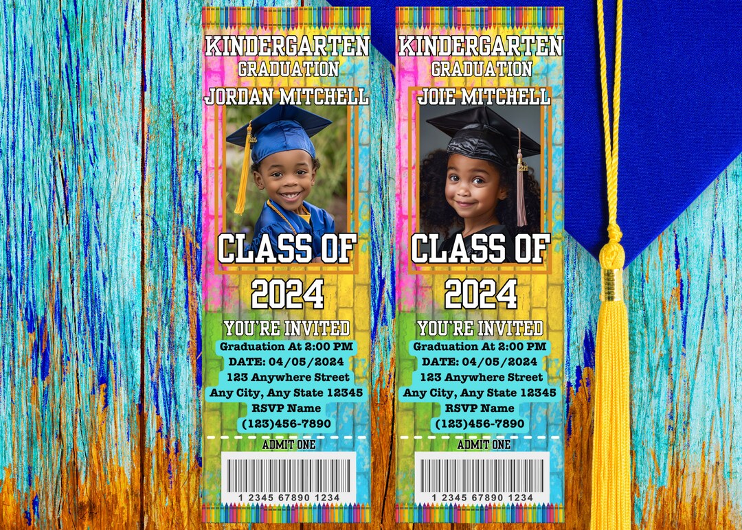 Editable Kindergarten Graduation Ceremony Ticket Edit in Canva - Etsy