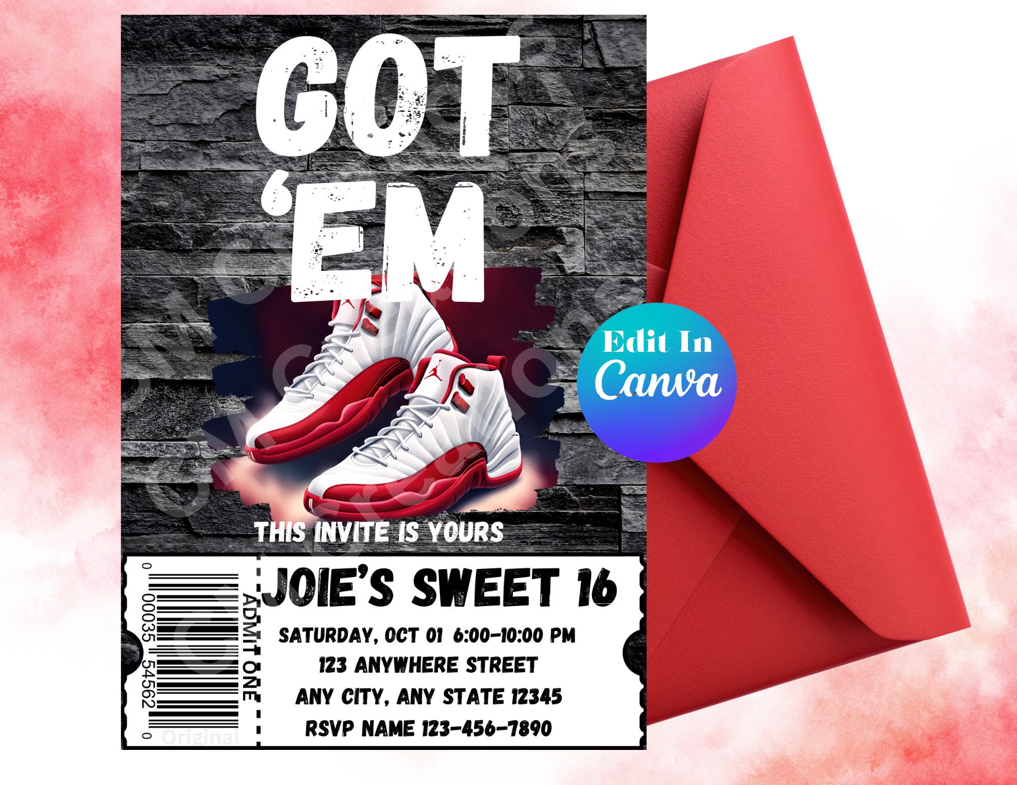 Editable Sneaker Birthday Invitation - Etsy