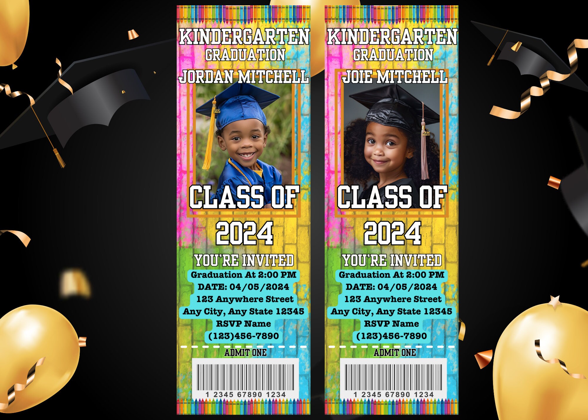 Editable Kindergarten Graduation Ceremony Ticket Edit in Canva - Etsy
