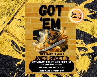 Editable Sneaker Birthday Invitation - Etsy