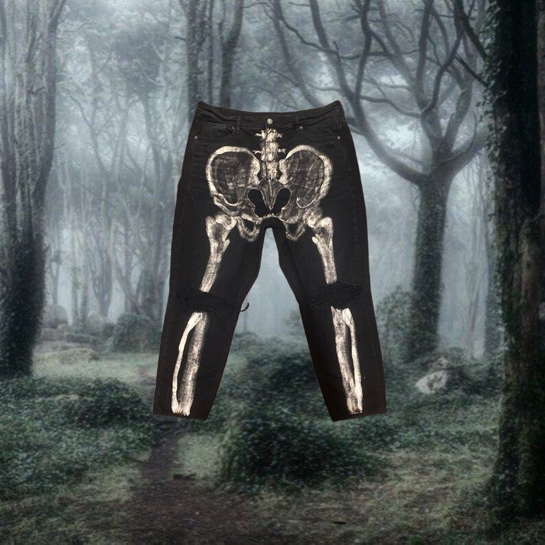 Hand Bleached Skeleton Jeans - Etsy