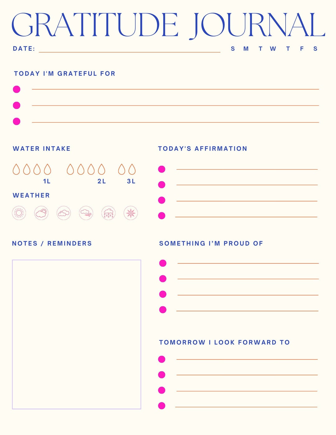 Simple and Minimal Printable Gratitude Journal - Etsy