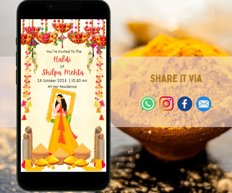 E-invite Haldi Haldi Invitations Electronic Haldi Card Digital Invites ...