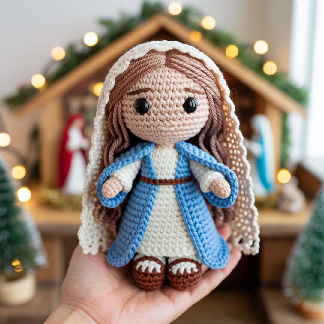 Amigurumi Virgin Mary Crochet Pattern PDF, Nativity Scene Doll DIY ...
