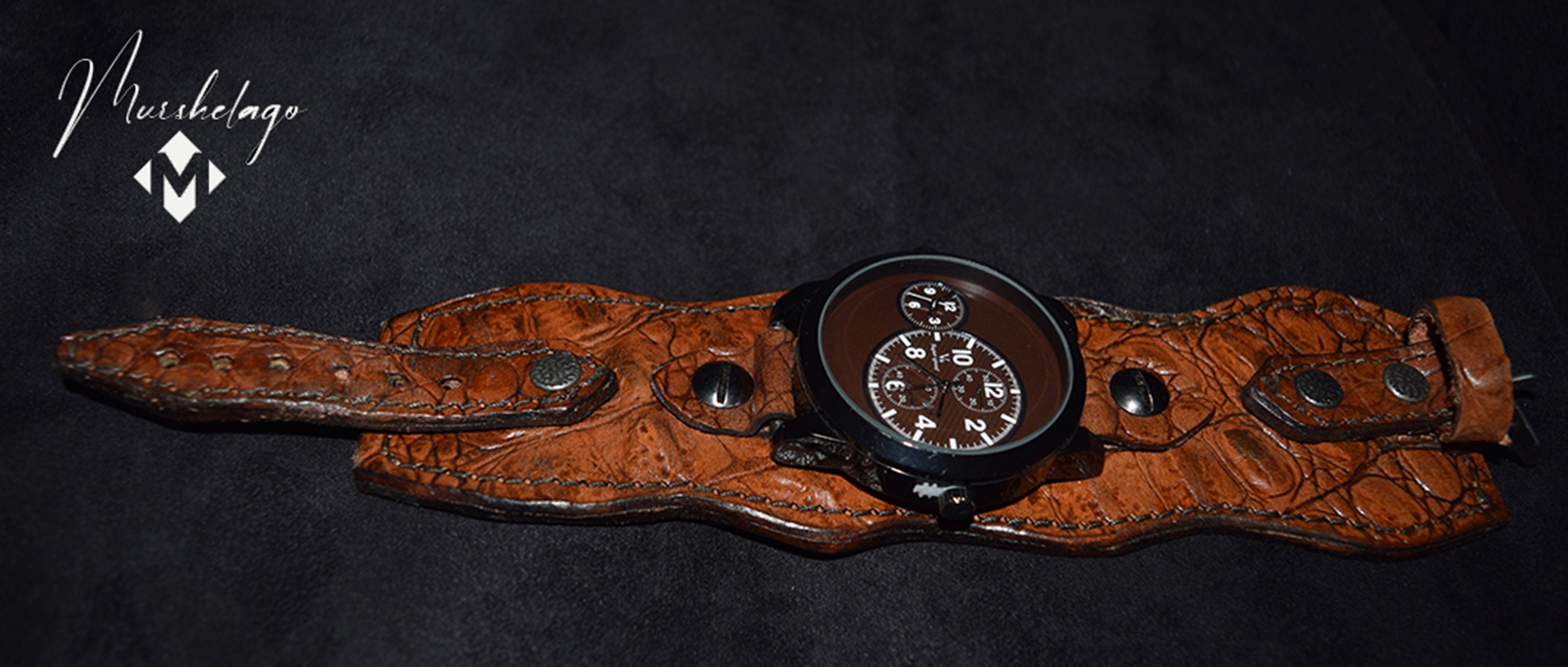 Men Leather Cuff Watch,med. Brown Watch Band,leather Wrist Watch, Med ...