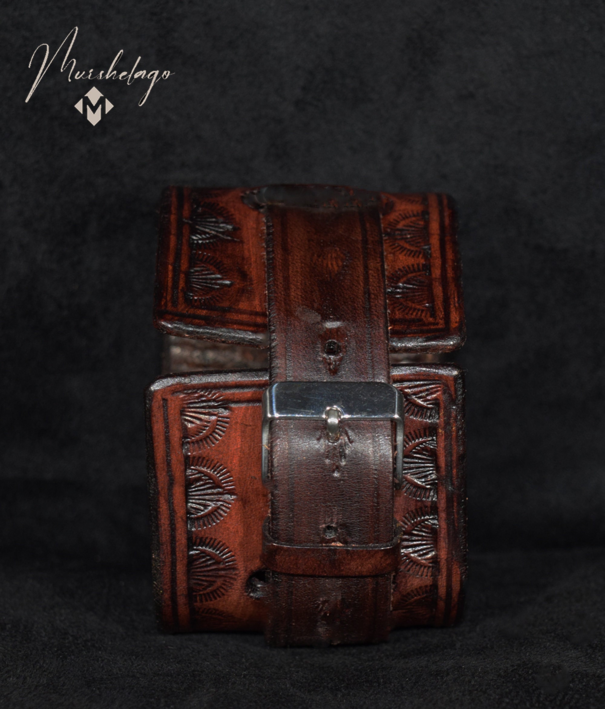 Unisex Leather Cuff Watch, Mahogany Watch Band,leather Wrist Watch ...