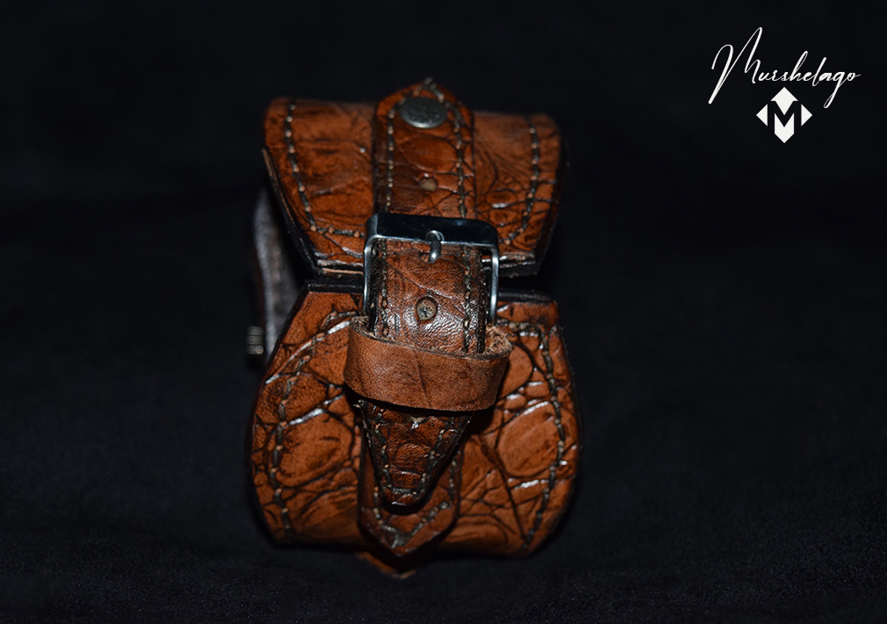 Men Leather Cuff Watch,med. Brown Watch Band,leather Wrist Watch, Med ...