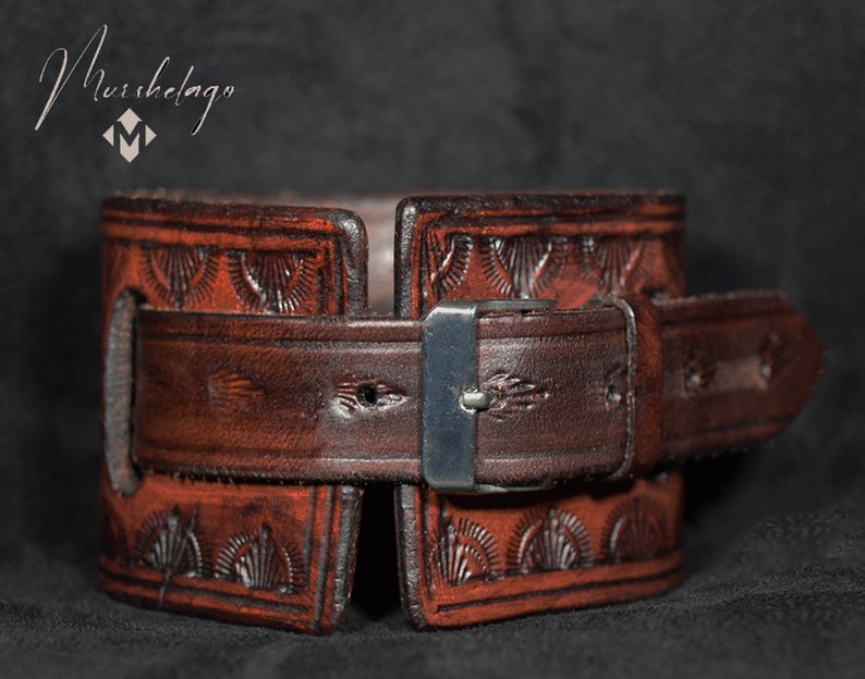 Unisex Leather Cuff Watch, Mahogany Watch Band,leather Wrist Watch ...