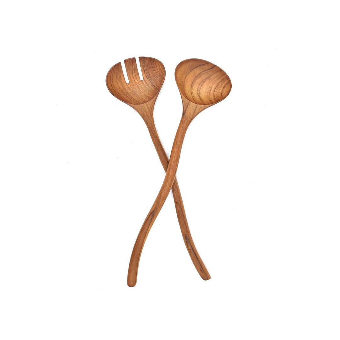 Teak Wood Salad Cutlery Set of 2, Cooking Accessories 36 Cm Cutlery ...