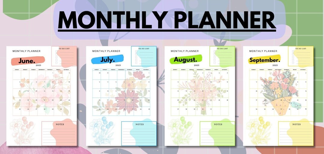 MONTHLY PLANNER (june 2023 - December 2023) - Etsy