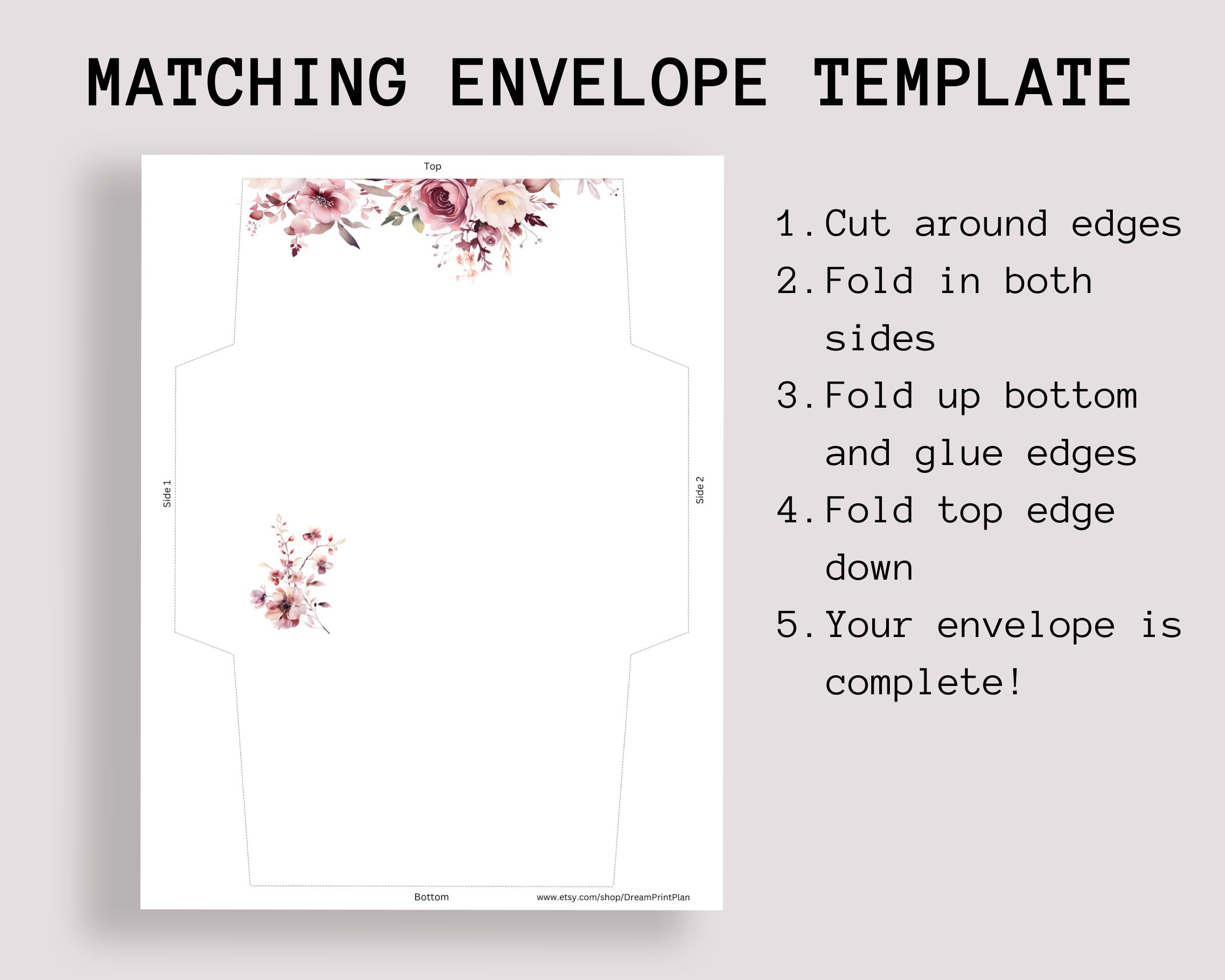 Pink Floral Stationery Set. Elegant Flower Writing Paper. Pen Pal ...