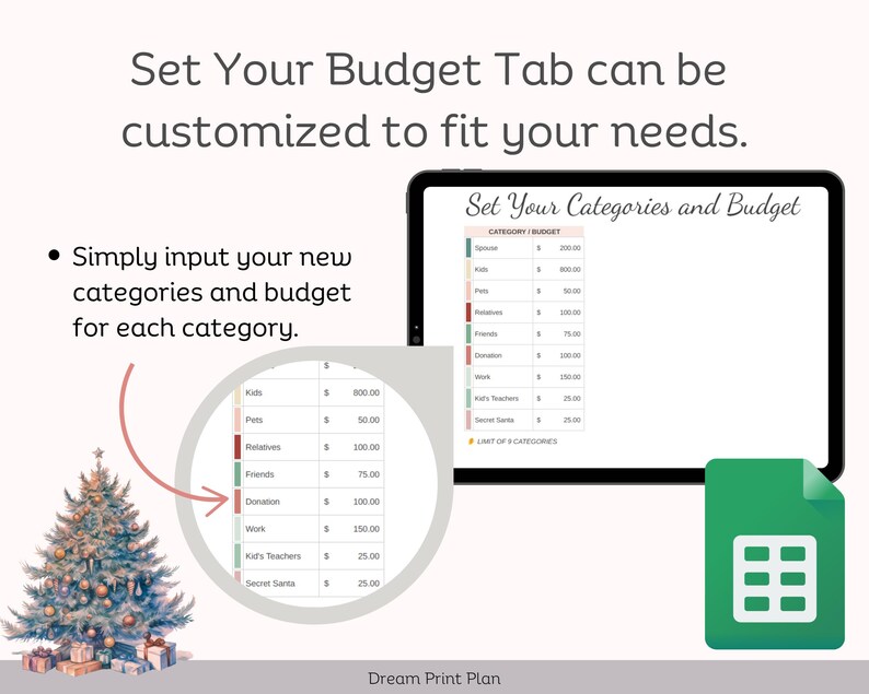 Christmas Gift & Card Tracker Spreadsheet - Budget Planner, Shopping ...