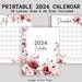2024 Printable Floral Calendar Pink & Burgundy, Monthly Planner ...