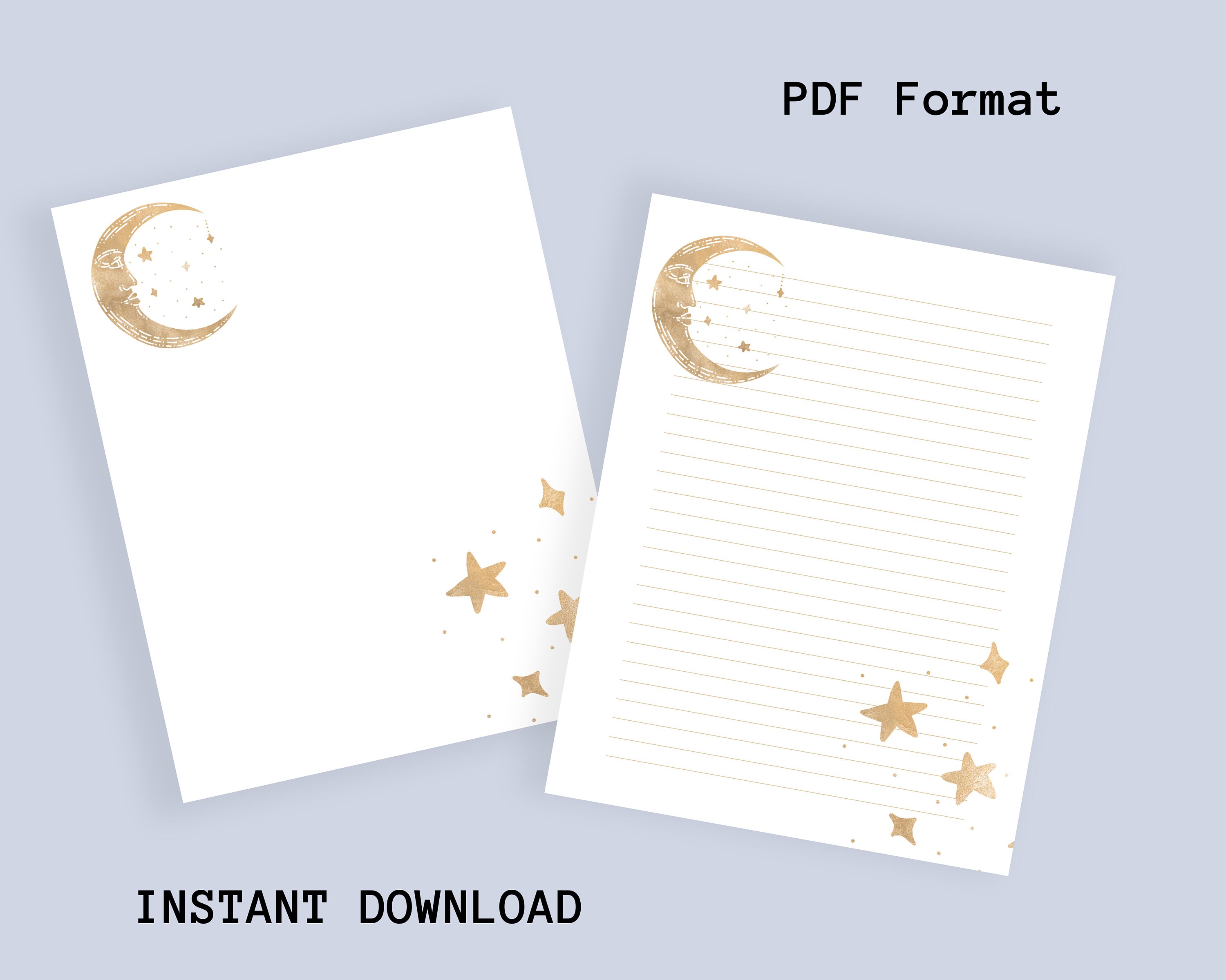 Moon Stationary and Envelope. Celestial Stationery. Digital Paper ...