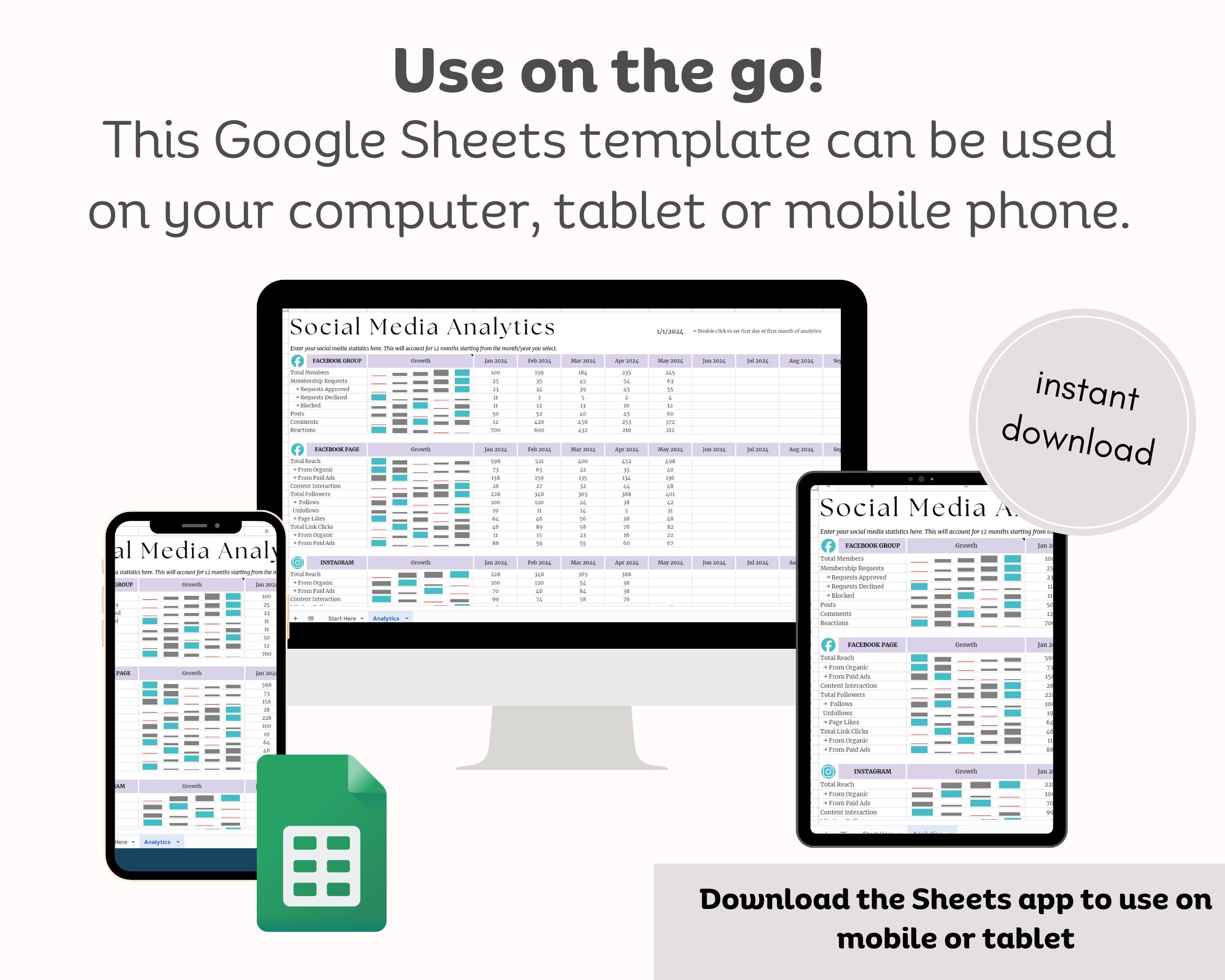Social Media Analytics Tracker: Google Sheets Dashboard (digital ...