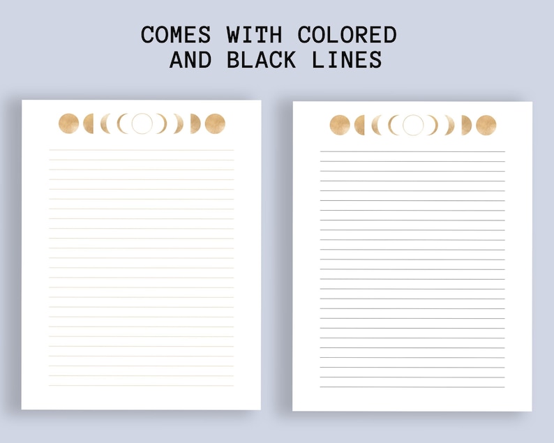 Moon Phases Stationary Printable. Lined Writing Paper. Celestial ...