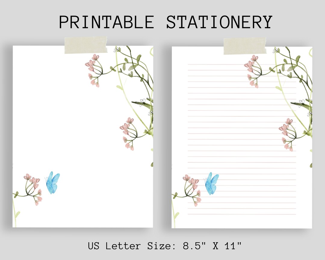 Butterfly Letter Writing Pages. Printable Stationery Paper. Pen Pal ...