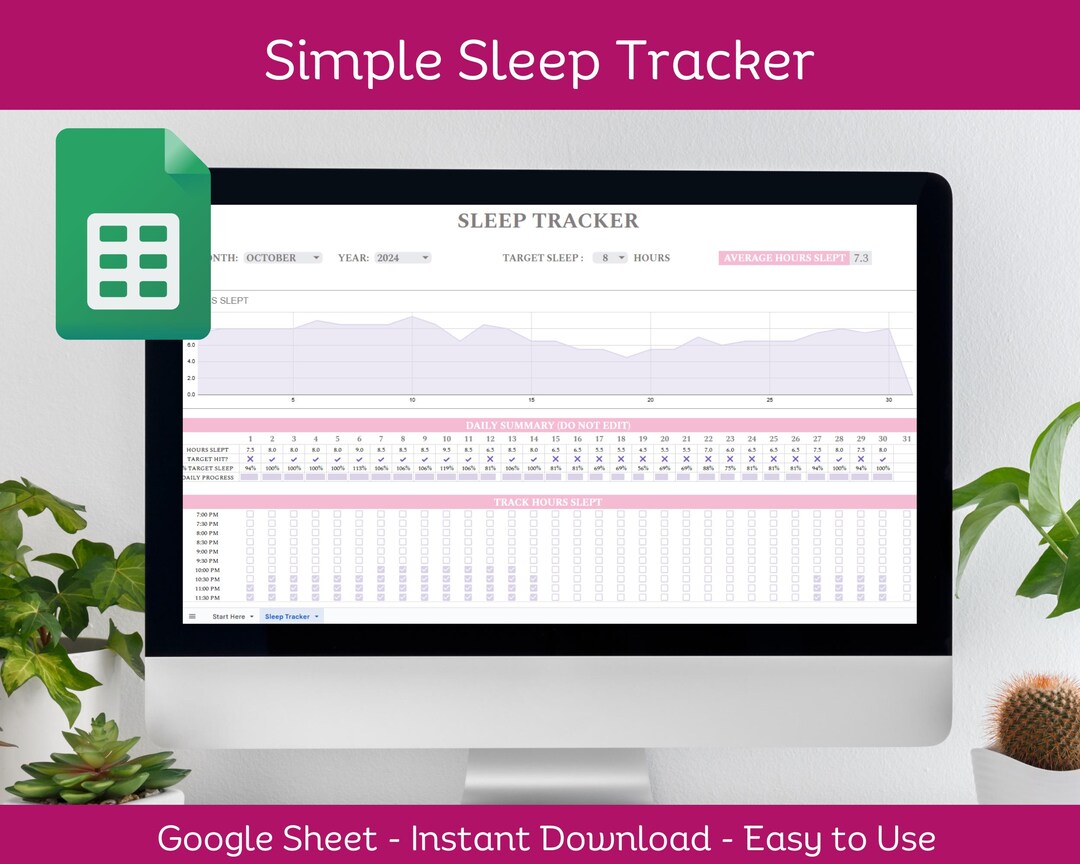 Sleep Tracker, Sleep Tracking Spreadsheet, Simple Reusable Sleep Log ...