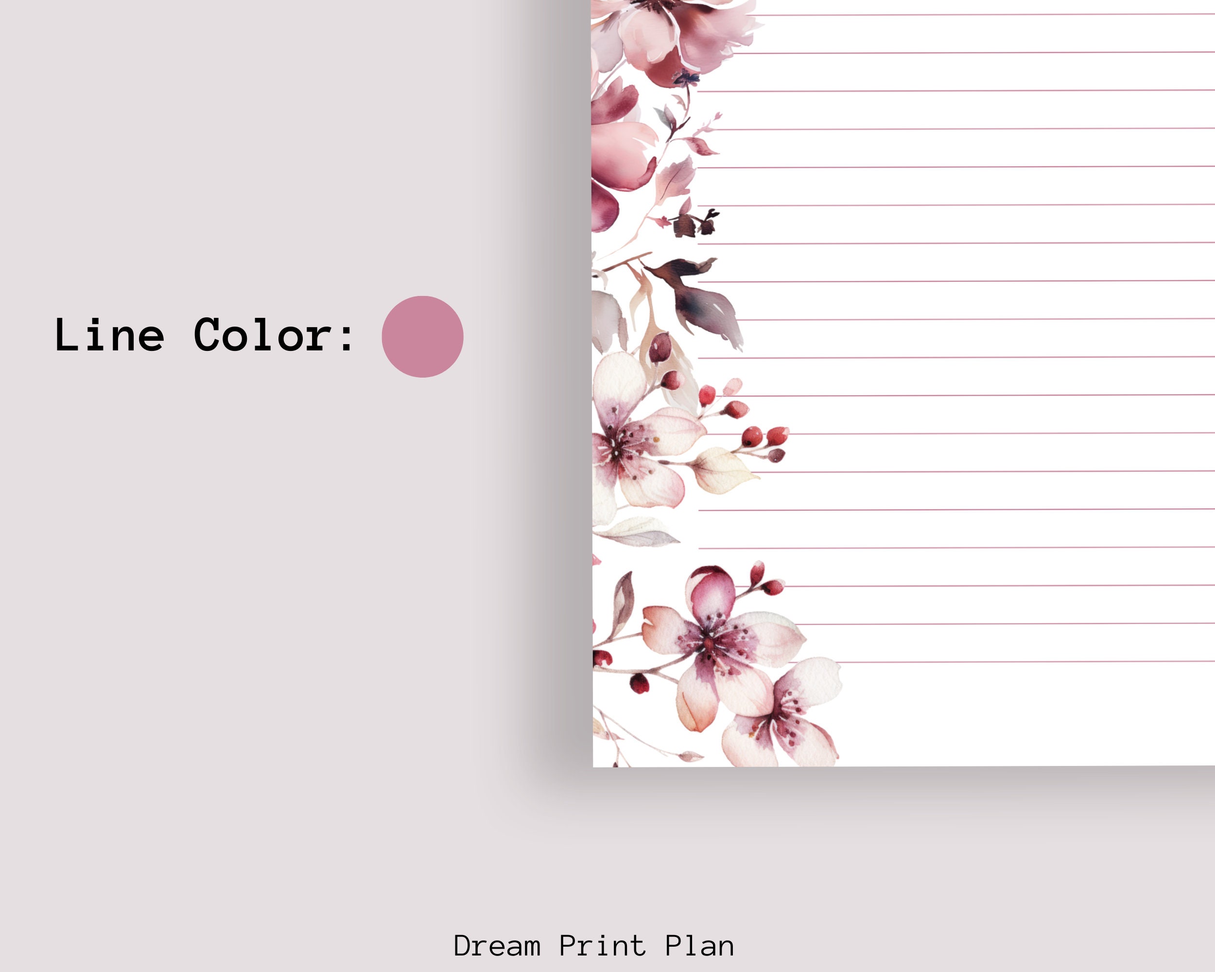 Pink Floral Stationery Set. Elegant Flower Writing Paper. Pen Pal ...