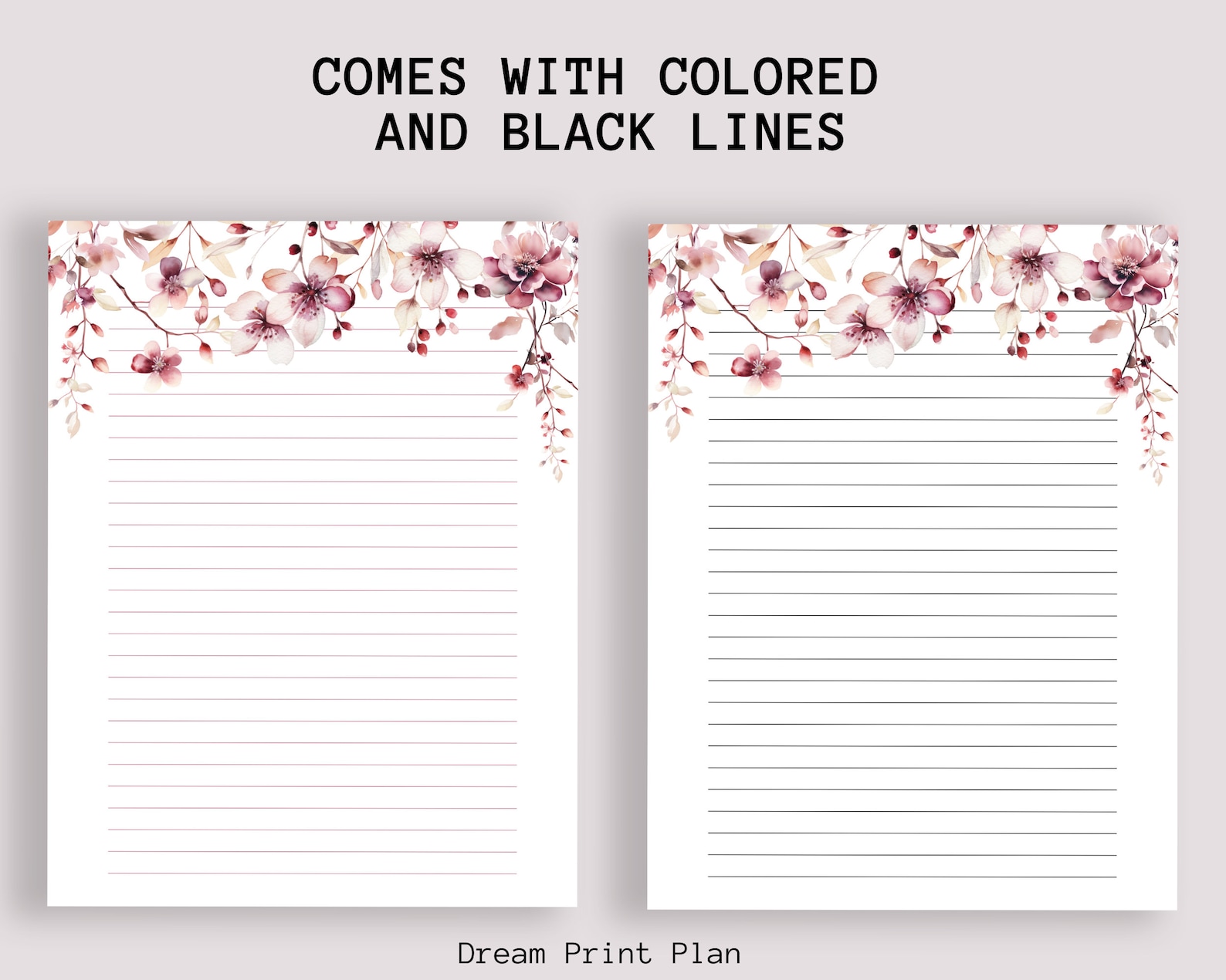 Pink Floral Stationery Set. Elegant Flower Writing Paper. Pen Pal ...