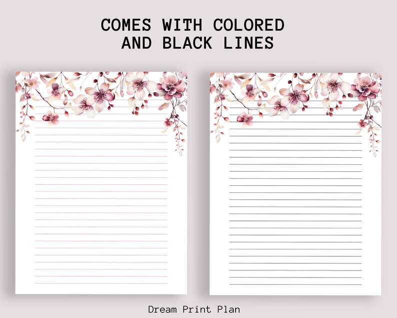 Pink Floral Stationery Set. Elegant Flower Writing Paper. Pen Pal ...
