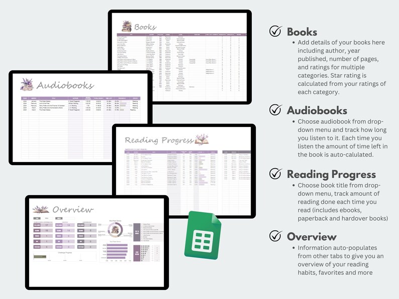 Reading Tracker Spreadsheet: Book Log & Library (google Sheet) - Etsy