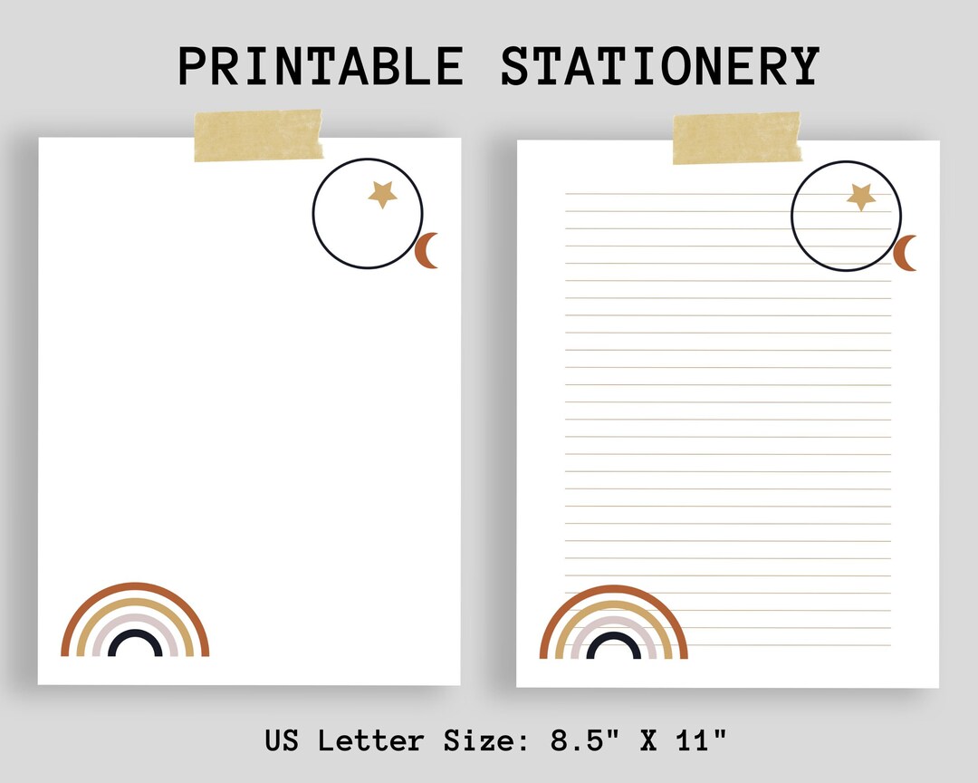 Rainbow Printable Stationery Earth Toned Letter Writing Paper Rainbow ...