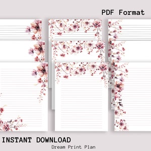 Pink Floral Stationery Set. Elegant Flower Writing Paper. Pen Pal ...