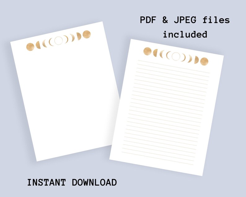 Moon Phases Stationary Printable. Lined Writing Paper. Celestial ...
