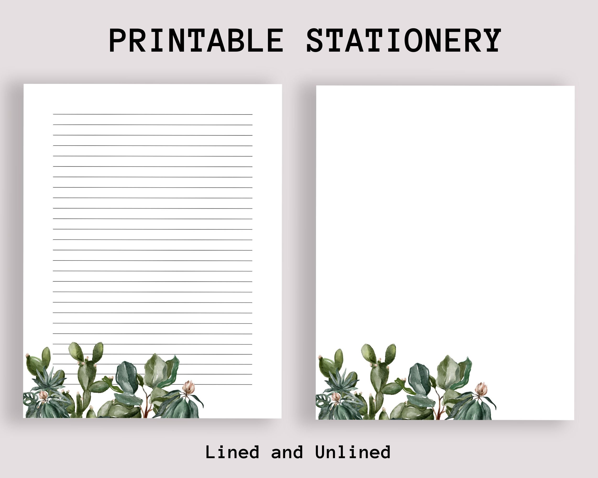 Succulent Stationary. Printable Stationery. Letter Writing - Etsy