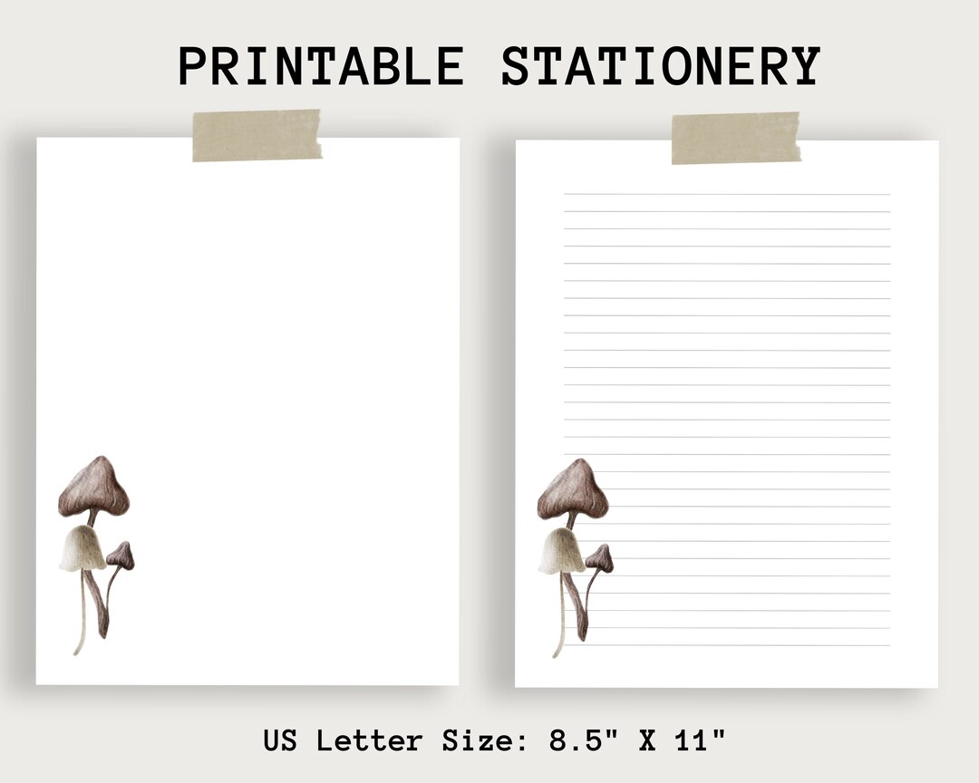 Mushroom Stationary Set Mushroom Paper Letter Paper Stationary Brown ...
