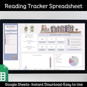 Reading Tracker Spreadsheet – Book Tracker, Bookshelf Organizer ...