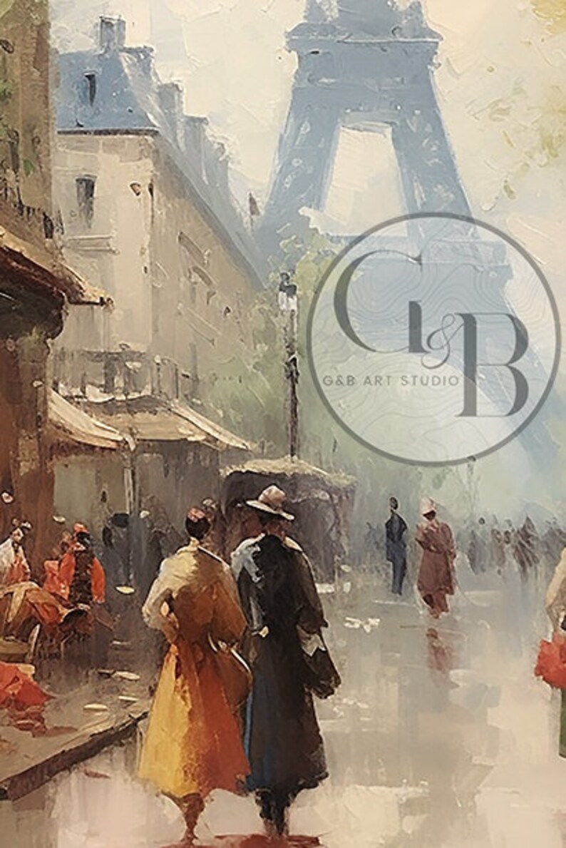 Vintage Painting Wall Art France Oil Painting City Scape Wall Art ...
