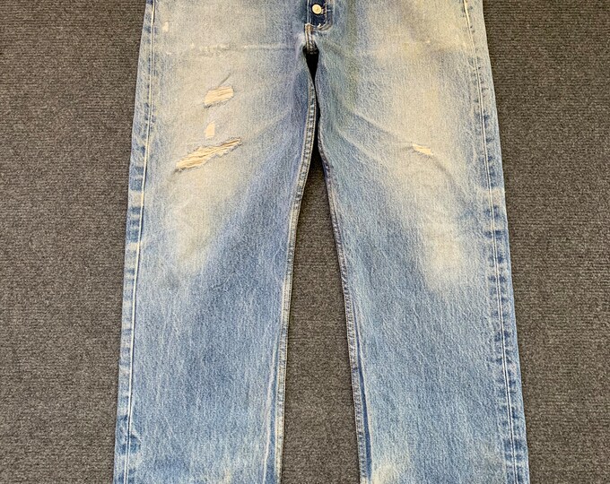Size 33x28 Vintage Distressed Levis 501 Early 2000s Sun Faded Blue ...