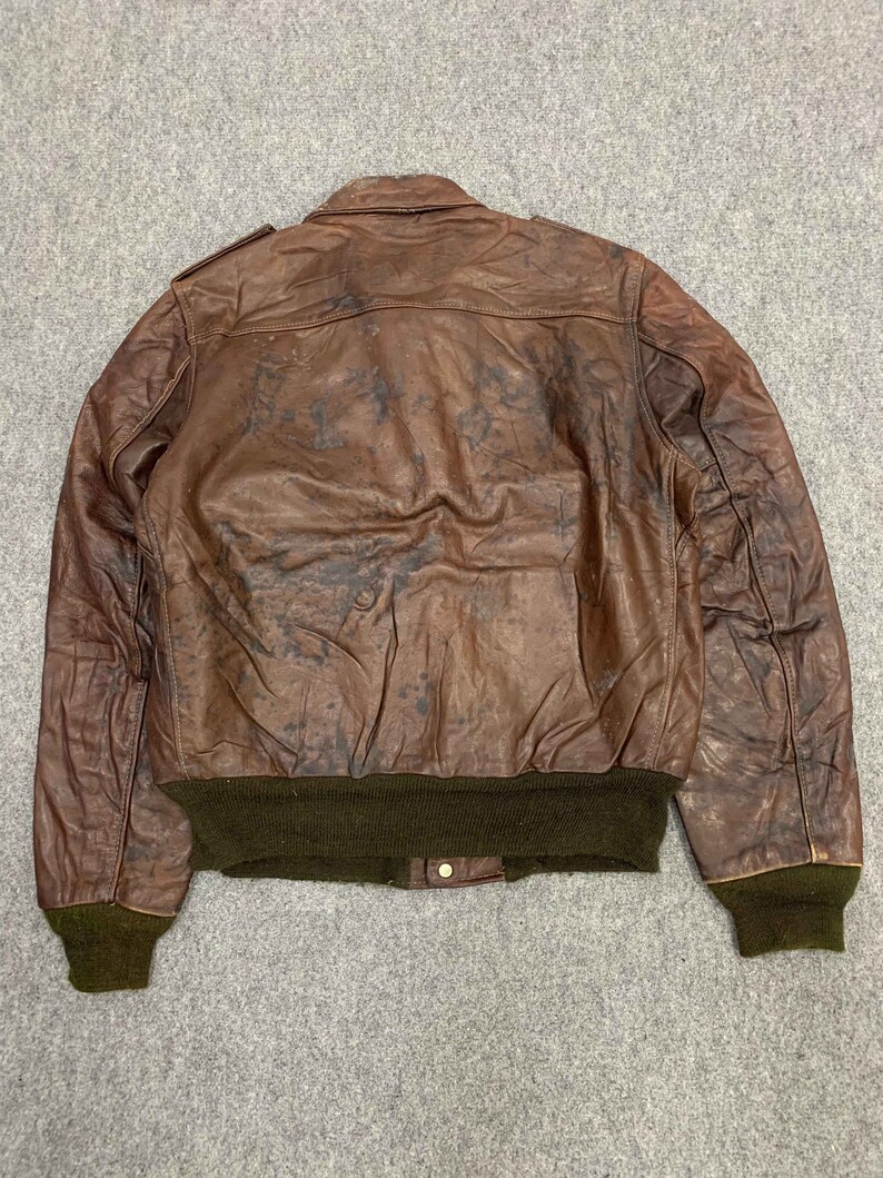 Vintage 60s Schott NYC IS-674-MS Brown Leather Bomber Flight Jacket ...