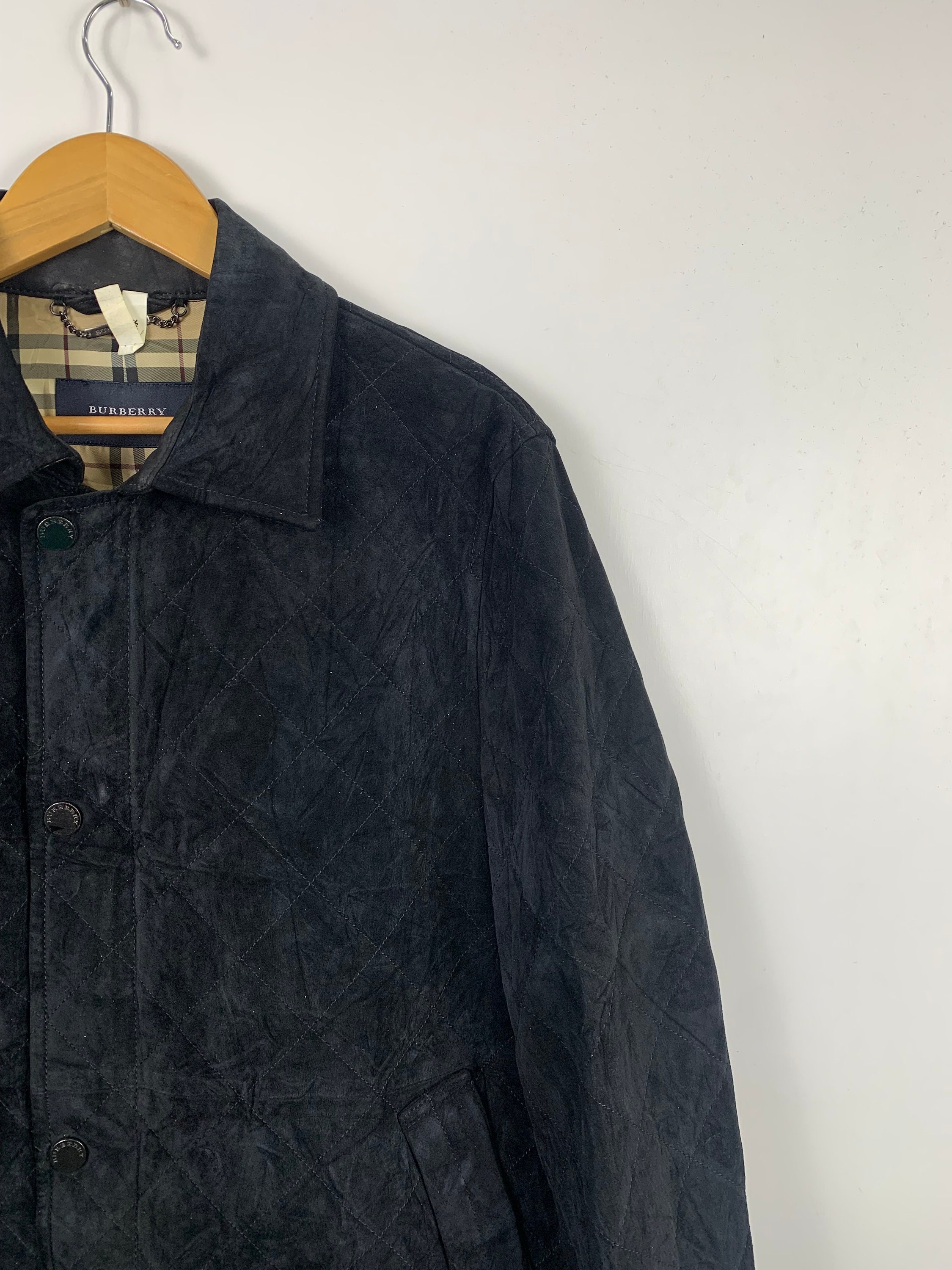 Vintage Burberry London Blue Label Nova Check Quilted Velvet Trench ...