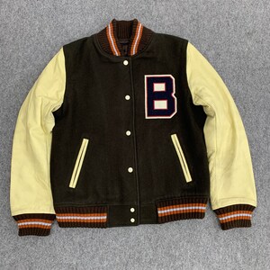 Vintage 90s Wool Japanese Brand B Big Logo Sleeve Leather Varsity ...