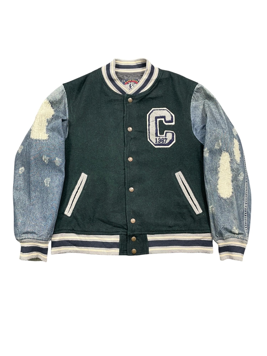 Vintage 2000s Cube Sugar Wool Sleeve Denim Varsity Jackets Letterman ...