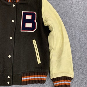 Vintage 90s Wool Japanese Brand B Big Logo Sleeve Leather Varsity ...