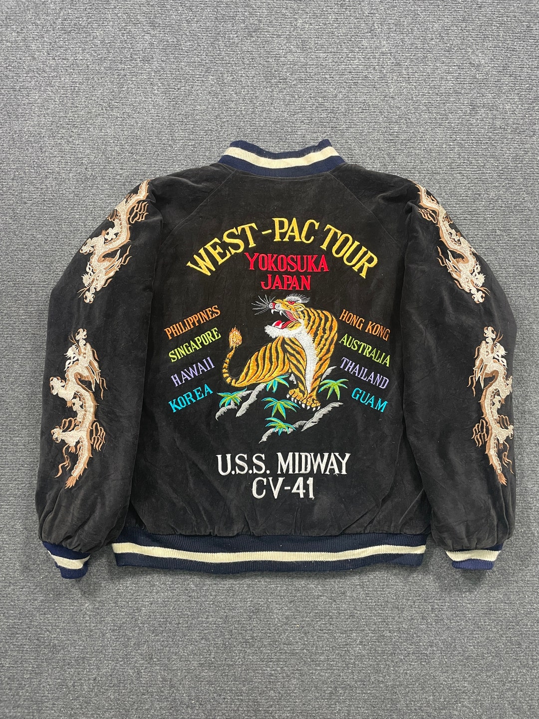 Vintage 80s West-pac Tour Tiger Yokosuka Japan Velvet Sukajan - Etsy