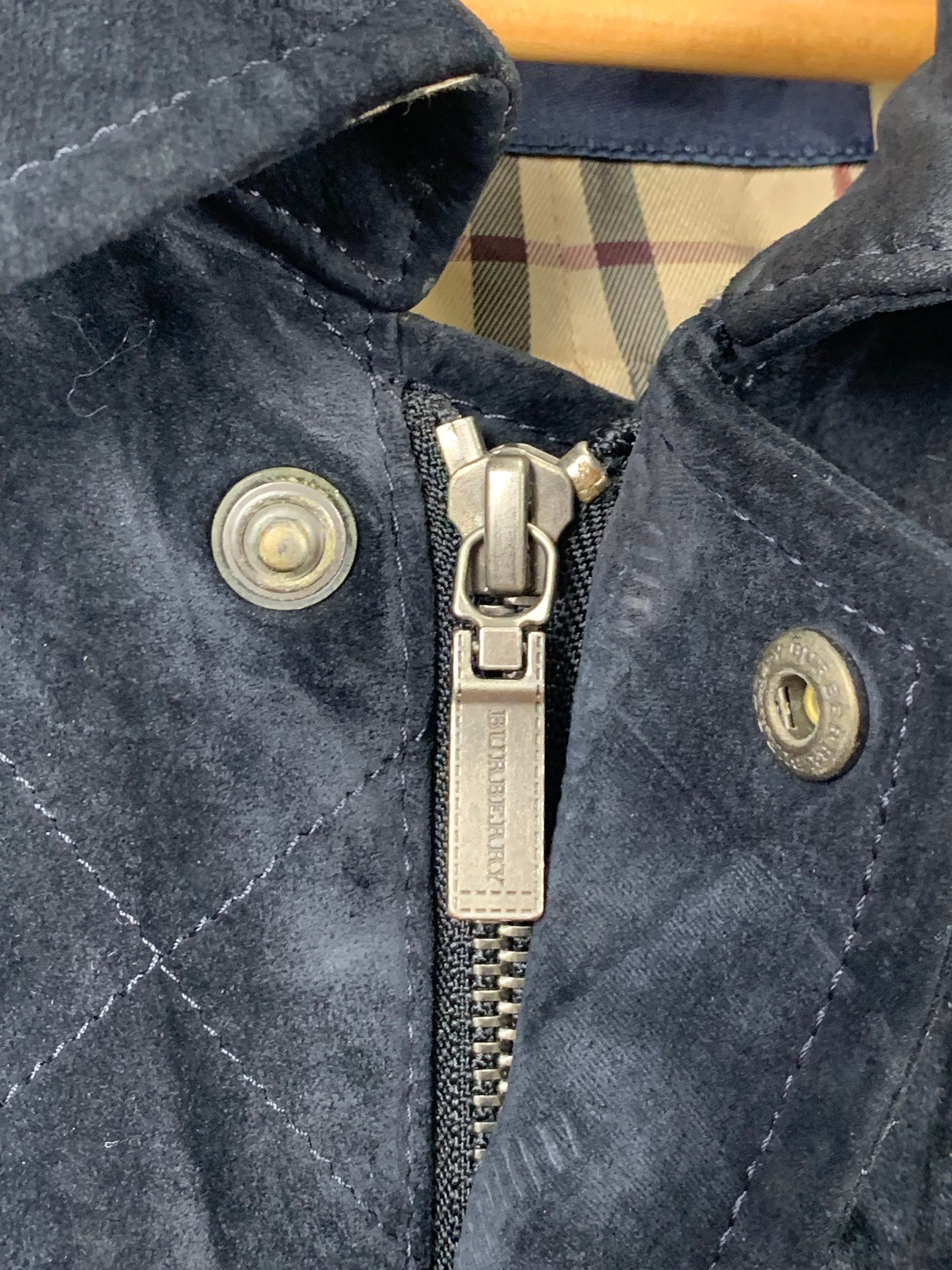 Vintage Burberry London Blue Label Nova Check Quilted Velvet Trench ...