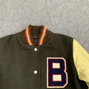 Vintage 90s Wool Japanese Brand B Big Logo Sleeve Leather Varsity ...
