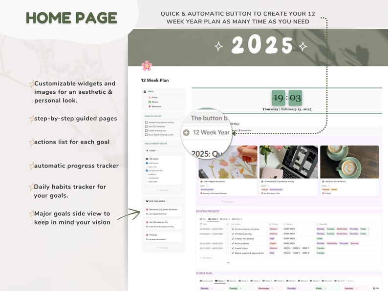 12 Week Year Planner Notion Template Goal Planner 2025 Notion Planner ...