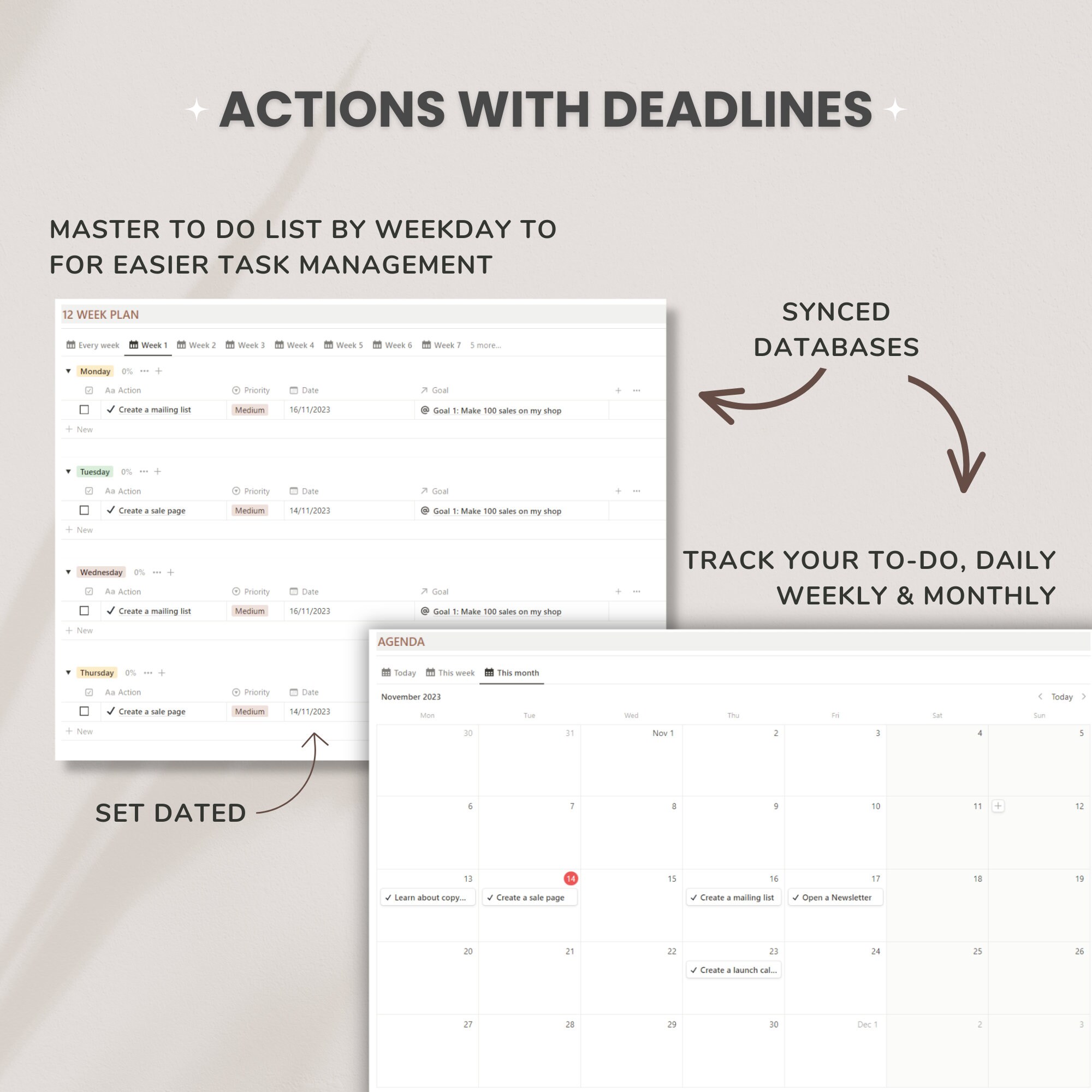 Notion Template 12 Week Planner Business Goals Productivity Planner ...