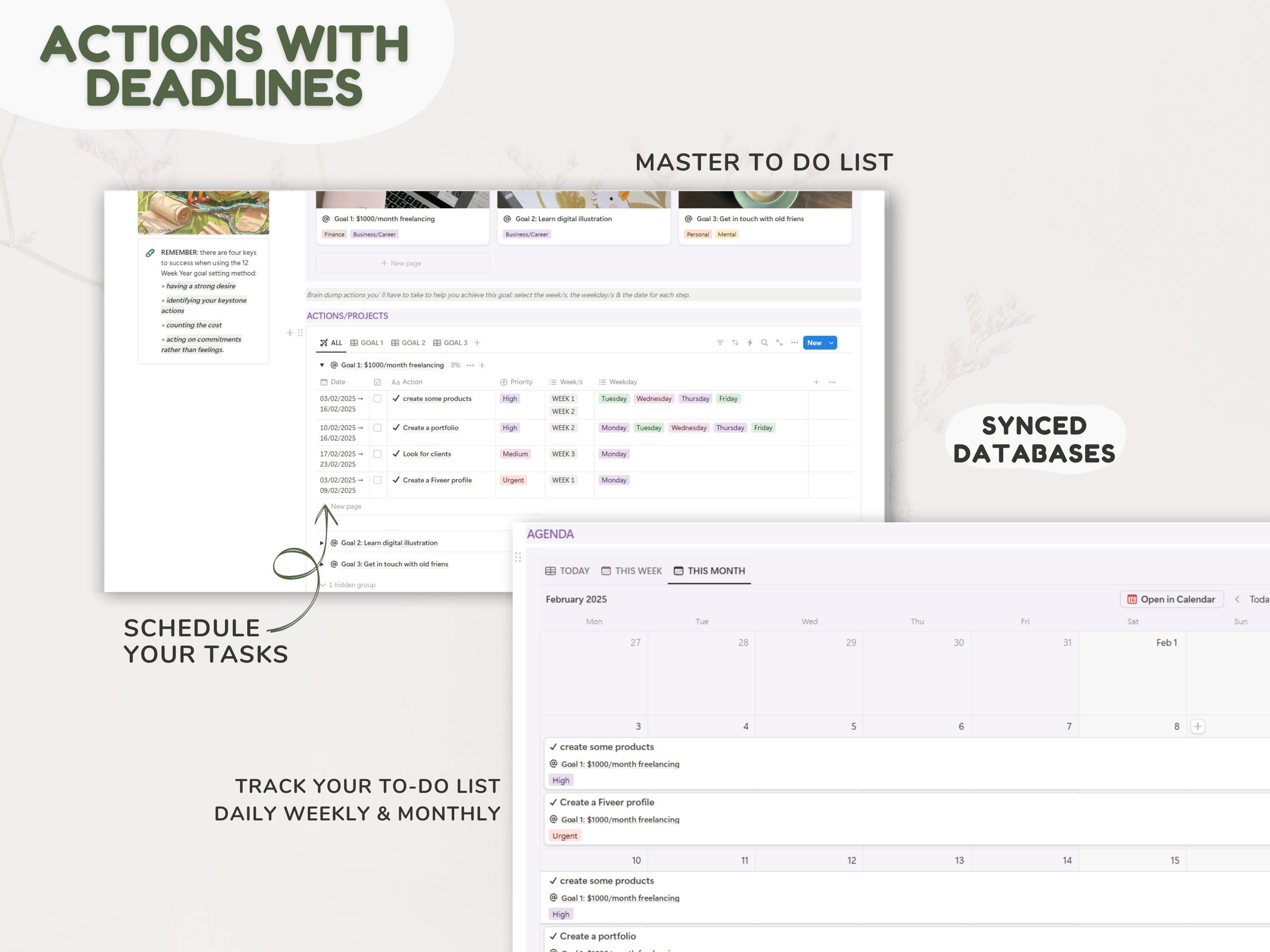 12 Week Year Planner Notion Template Goal Planner 2025 Notion Planner Vision Board 12 Weeks Goal ...