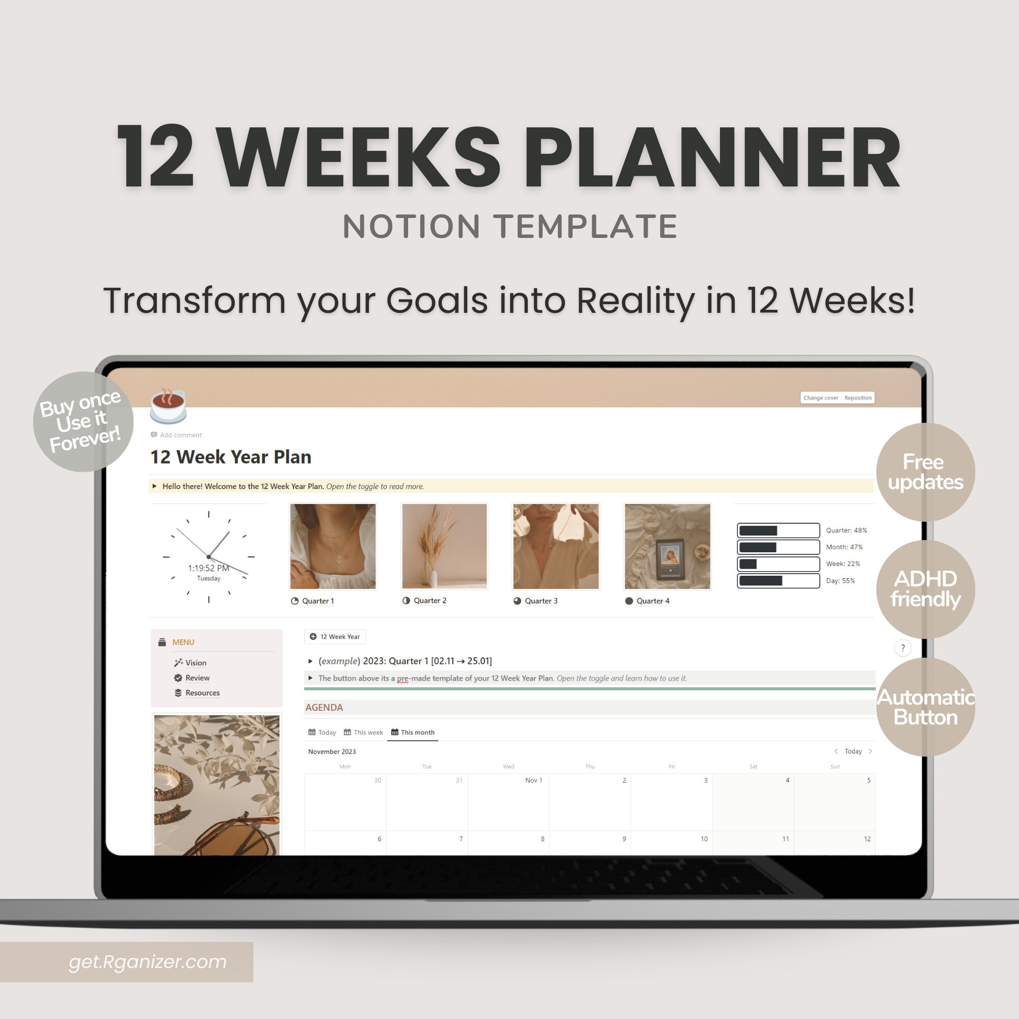 Notion Template 12 Week Planner Business Goals Productivity Planner ...