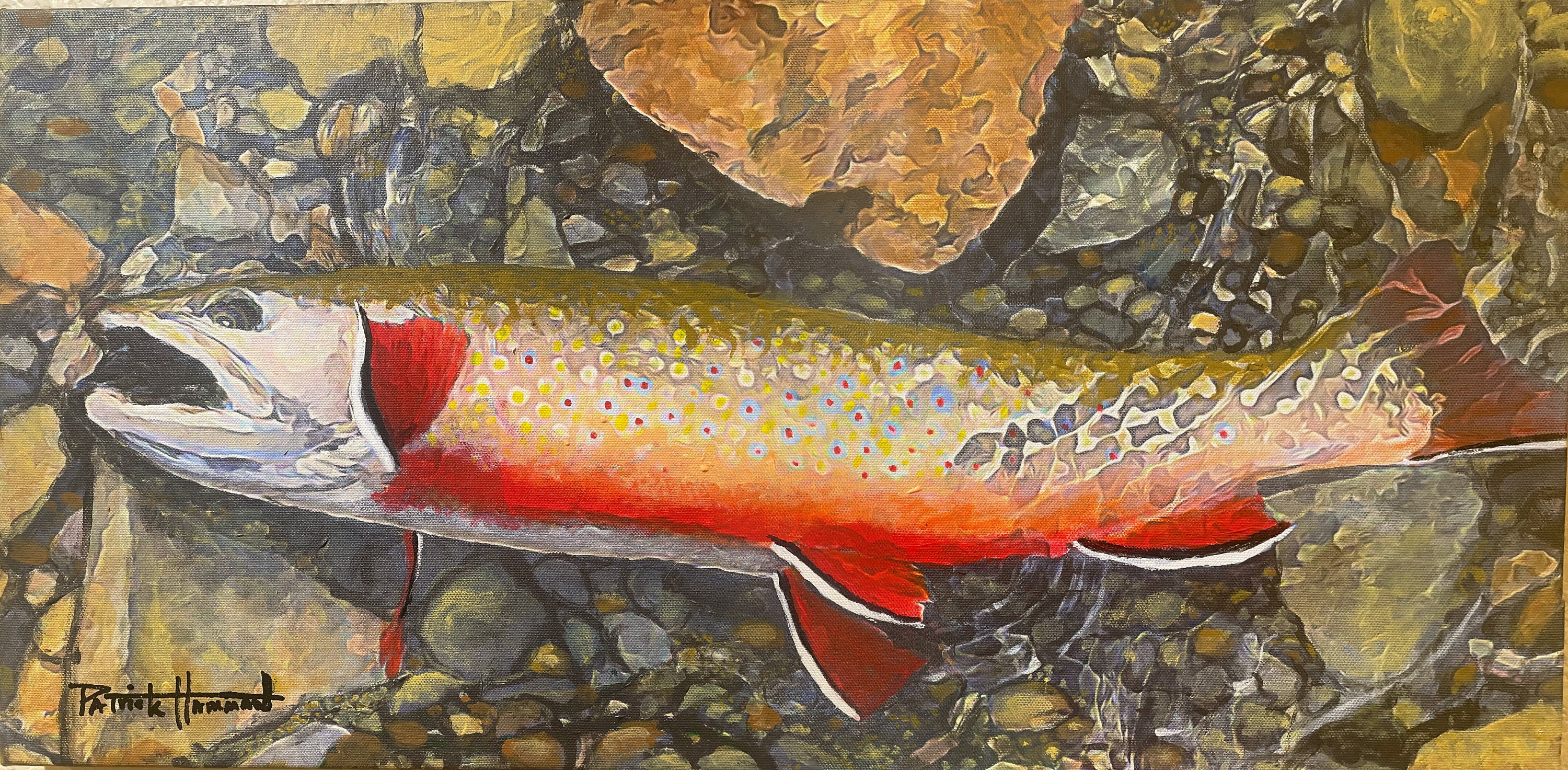 Original Brook Trout Painting Archival Giclée Paper Print "brook Trout Dreams" 12x24 Done by ...